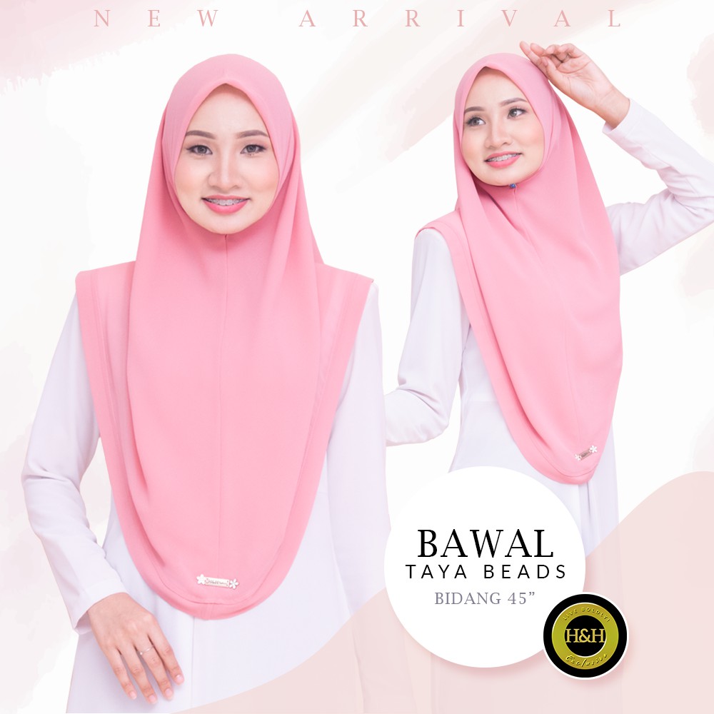 *Hot Item* Hijab Instant Bawal Taya Beads Bidang 45" By H&H Exclusive ...