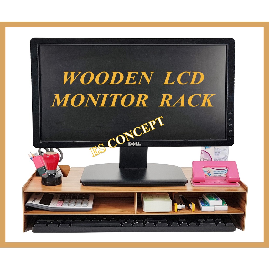 Wooden LCD monitor rack, DIY Monitor rack, Desktop monitor rack, rak ...