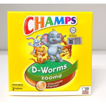 Champs D Worms 200MG 2'S Chewable Choc Flavour Tabs EXP04/2026 | Shopee ...
