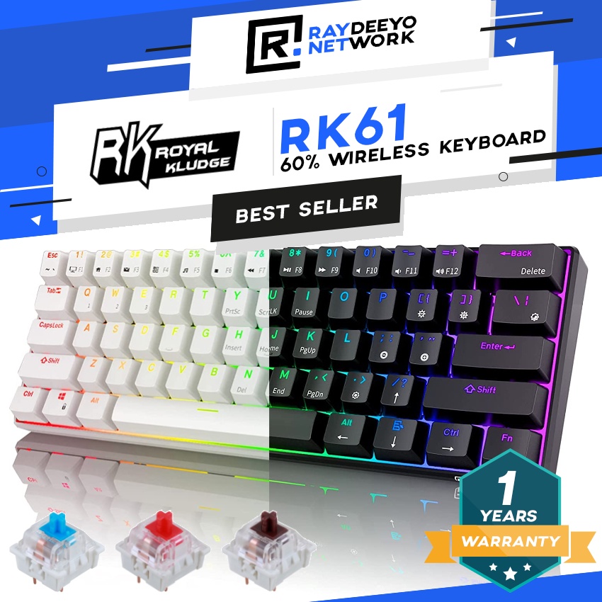Royal Kludge RK61 RGB Wireless Gaming Mechanical Keyboard [60% Layout ...