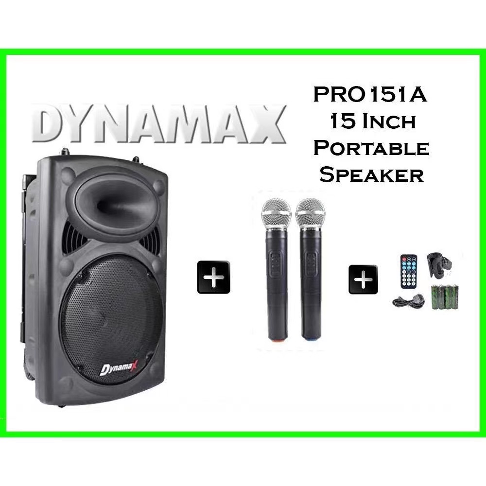DYNAMAX PRO151 /PRO151A 15 INCH PORTABLE SPEAKER WITH DUAL HANDHELD ...
