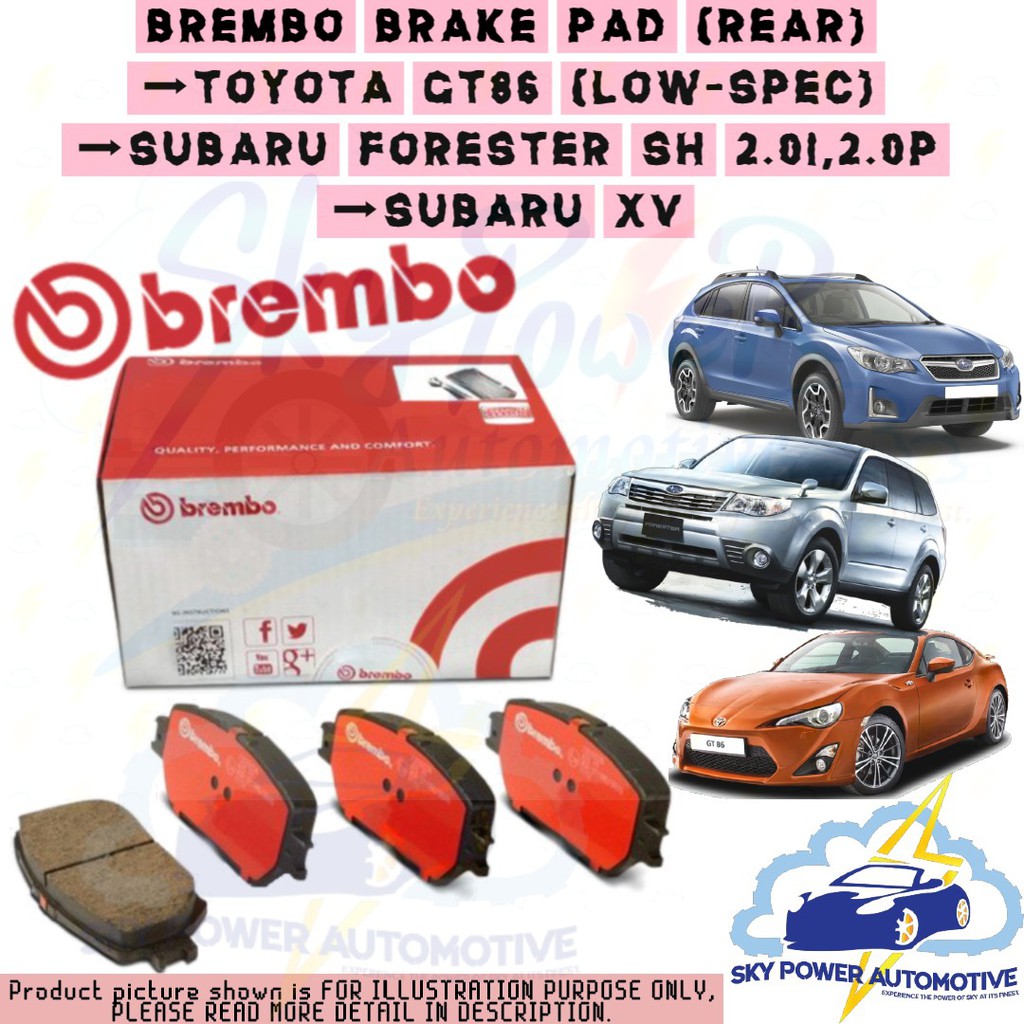 BREMBO TOYOTA GT86 / SUBARU FORESTER SH 2.0I/2.0P / SUBARU XV BRAKE PAD ...