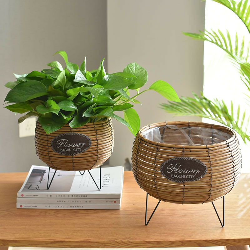 [READY STOCK] FLOWER POT/ BAKUL ROTAN KAKI BESI/ PASU BUNGA HIASAN ...