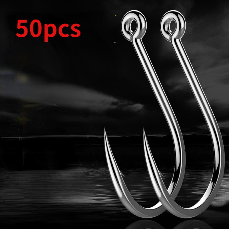 50pcs Fishing Hooks High Carbon Steel Hooks Barbed Baitholder Hooks Extra Sharp Jig Fish Hooks ...
