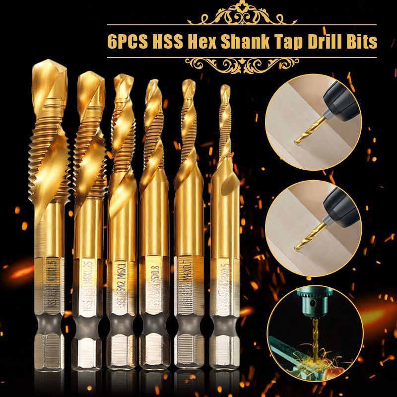 🔥TAHAN LASAK🔥Mata Drill Buat Bunga Skru 6Pcs M3-M10 Metric Combination ...