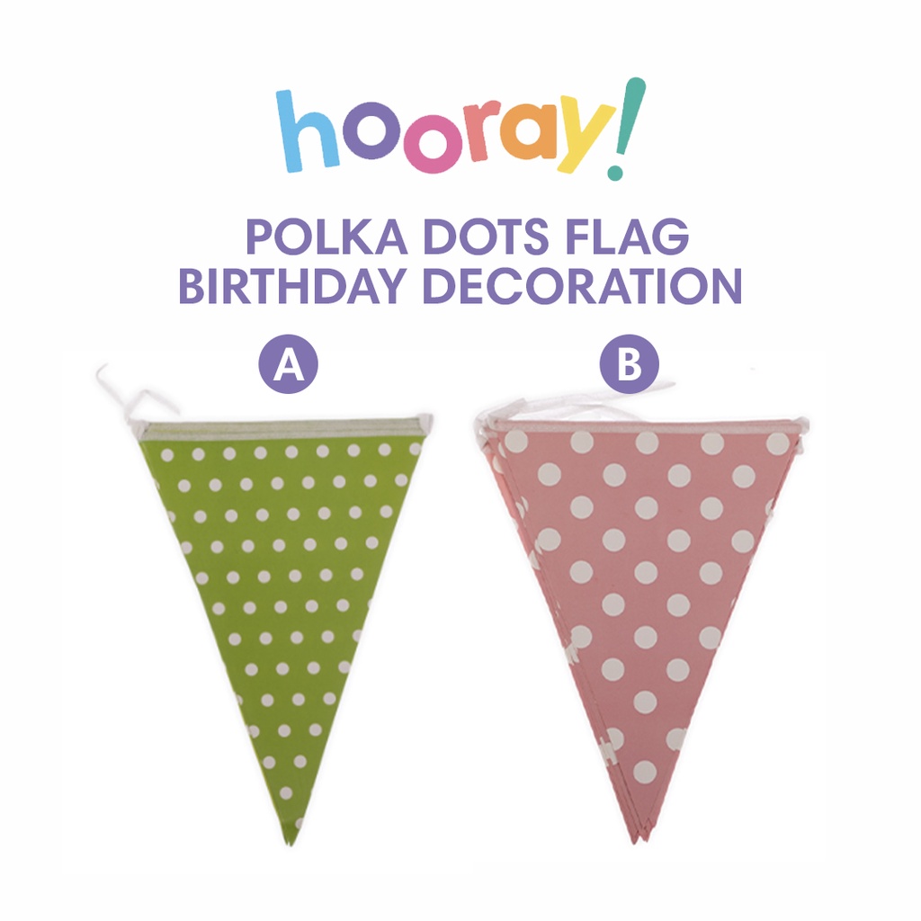 HOORAY! Polka Dots Flag Banner Triangle Flags Birthday Celebration ...