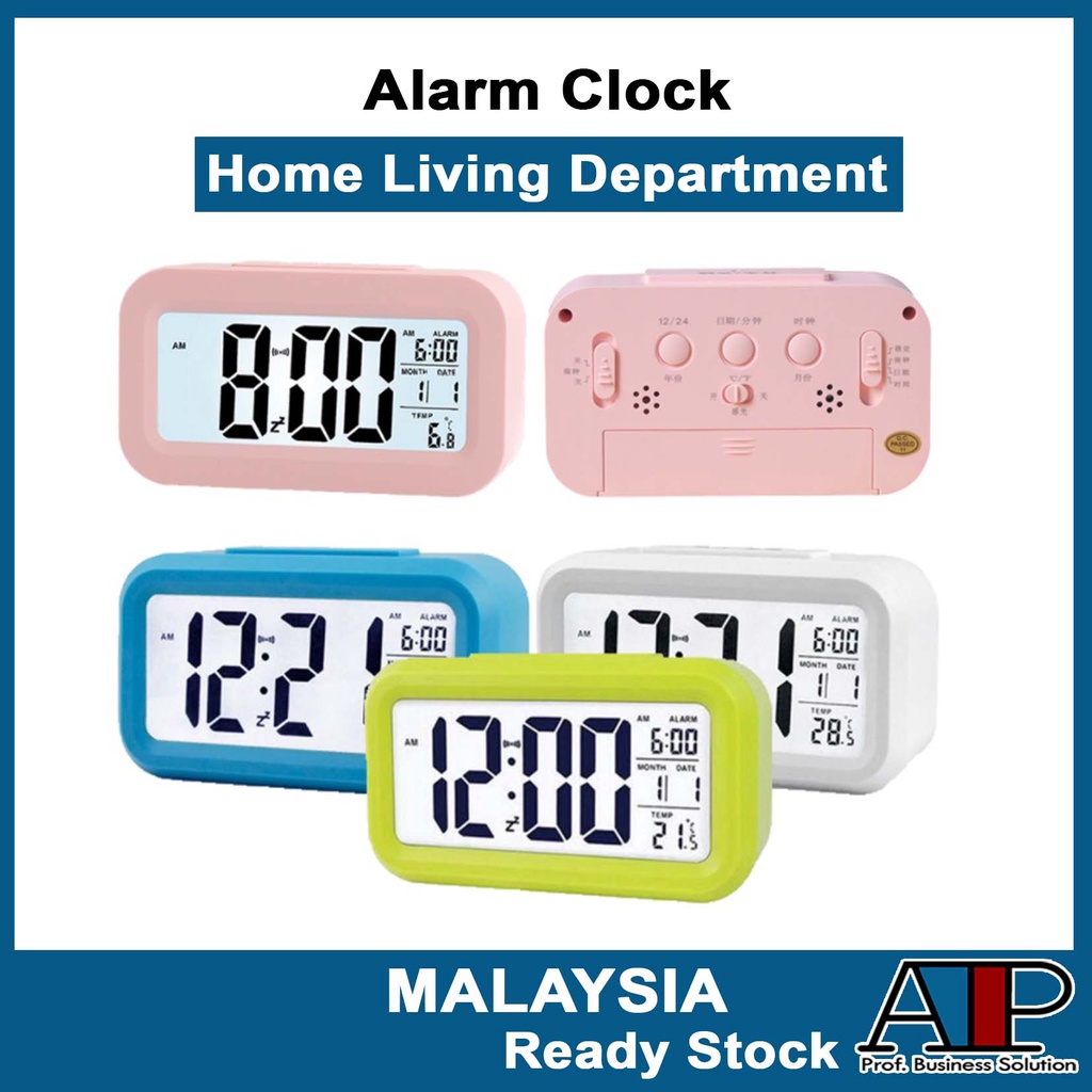 Jam Meja Tidur Bilik Digital Smart Temperature Snooze Alarm Student LCD ...