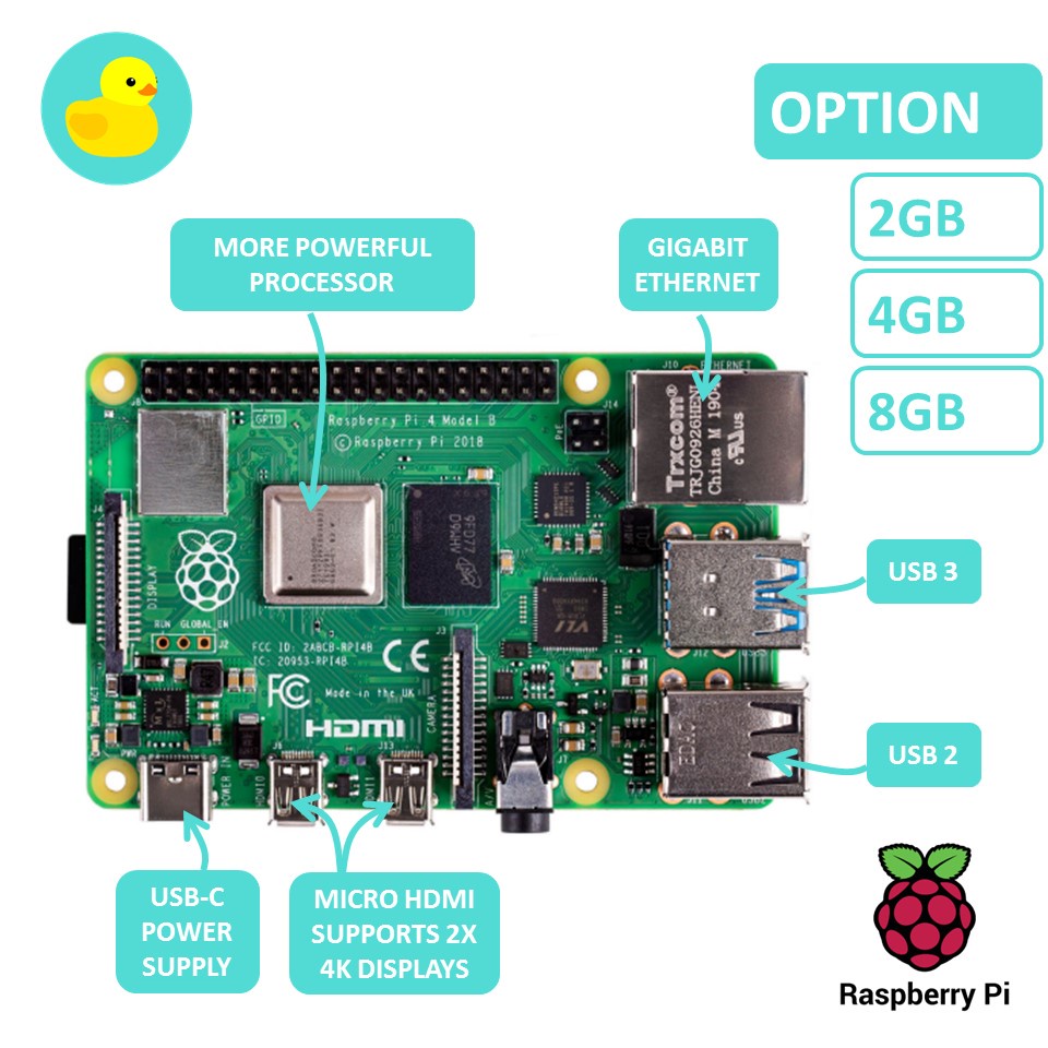Raspberry Pi 4 Model B 2GB / 4GB / 8GB RAM Single Board Computer ...