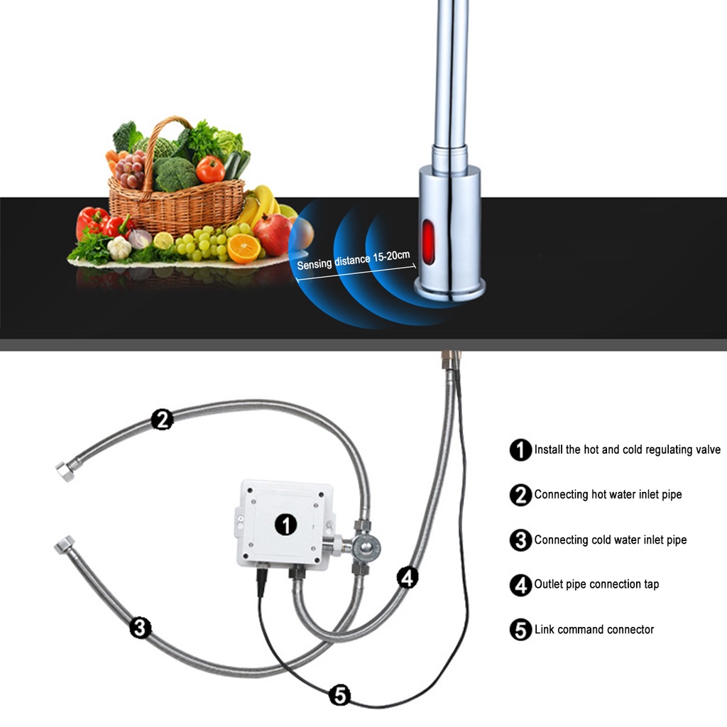 DC6V Infrared Sensor Basin Sink Faucet Touchless Automatic Touch Free ...