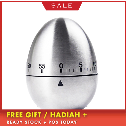 60 Apple/Egg Kitchen Timer Stainless Mechanica Steel Metal Min Visual ...