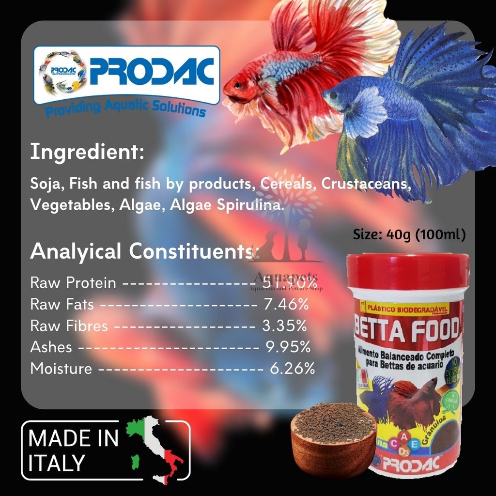 PRODAC Betta Food 100mL / 40g / Makanan Ikan laga / Betta Fish Food ...
