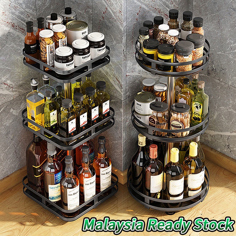 Kitchen Rack Rotating Seasoning Rack Countertop Corner Oil Salt Sauce ...
