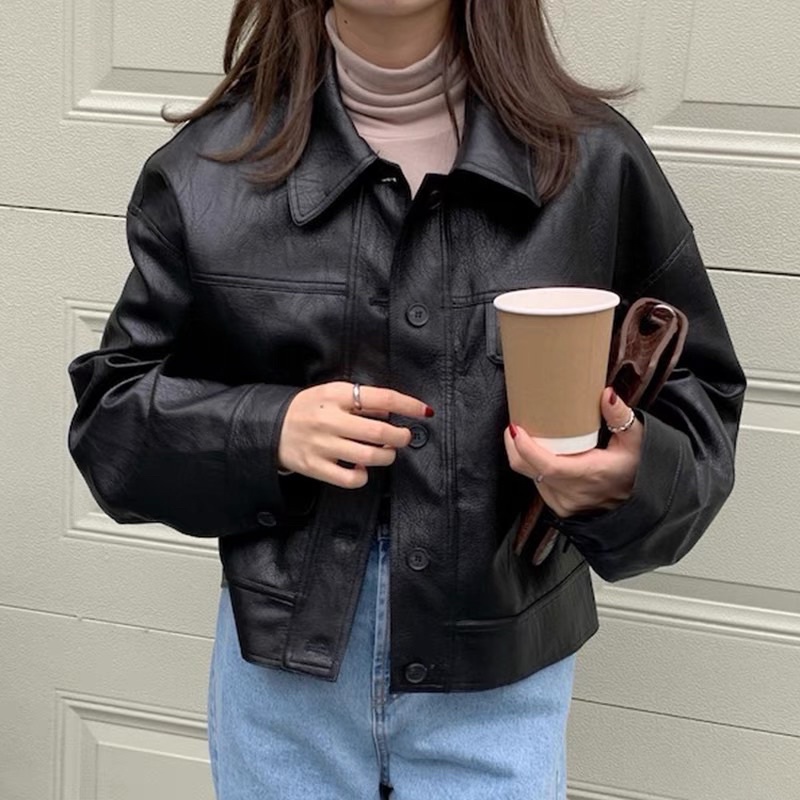 Women’s Korean Style Leather Biker Jacket | Shopee Malaysia