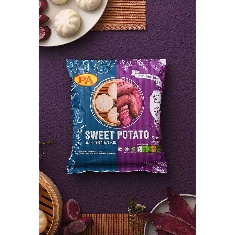 PA Mini Steam Bun Purple Sweet Potato (9pcs x 270gm) PA迷你紫薯小笼包 (9粒 x 30 ...