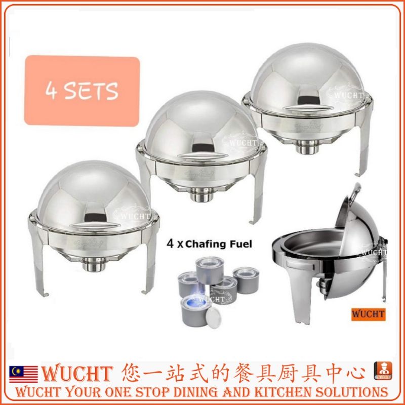 【WUCHT】 4 SETS x Deluxe Round Chafer WCF Round Chafing Dish WCF721 ...