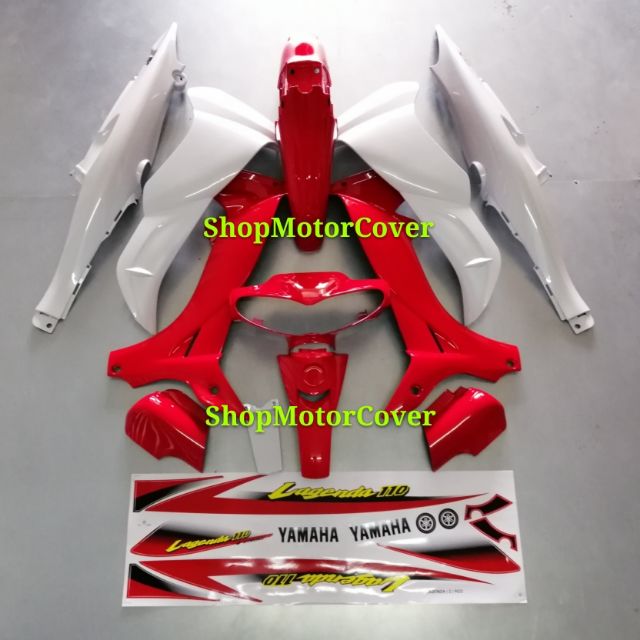 YAMAHA LAGENDA SRL SRL110 BODY COVER SET VRC MERAH CHILI + PUTIH WITH ...