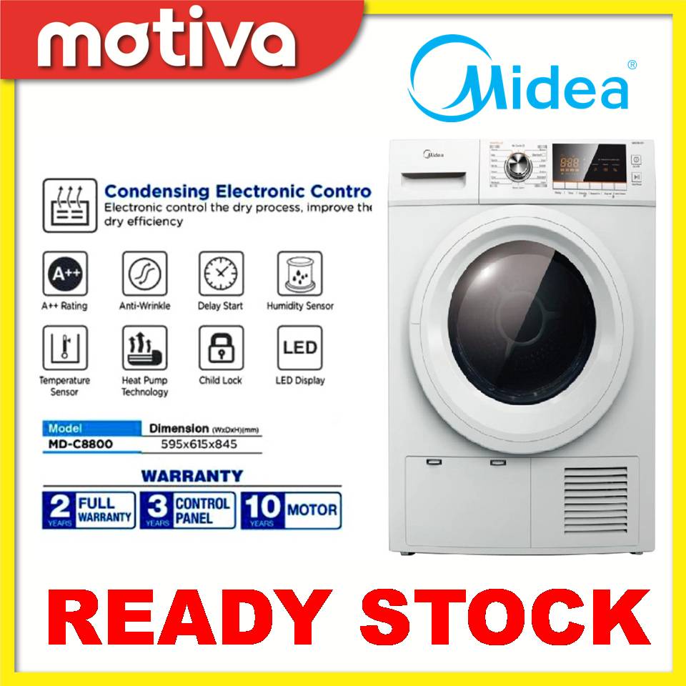 Midea Dryer MDC8800 8KG with Condensing Electronic Control Heat Pump MD ...