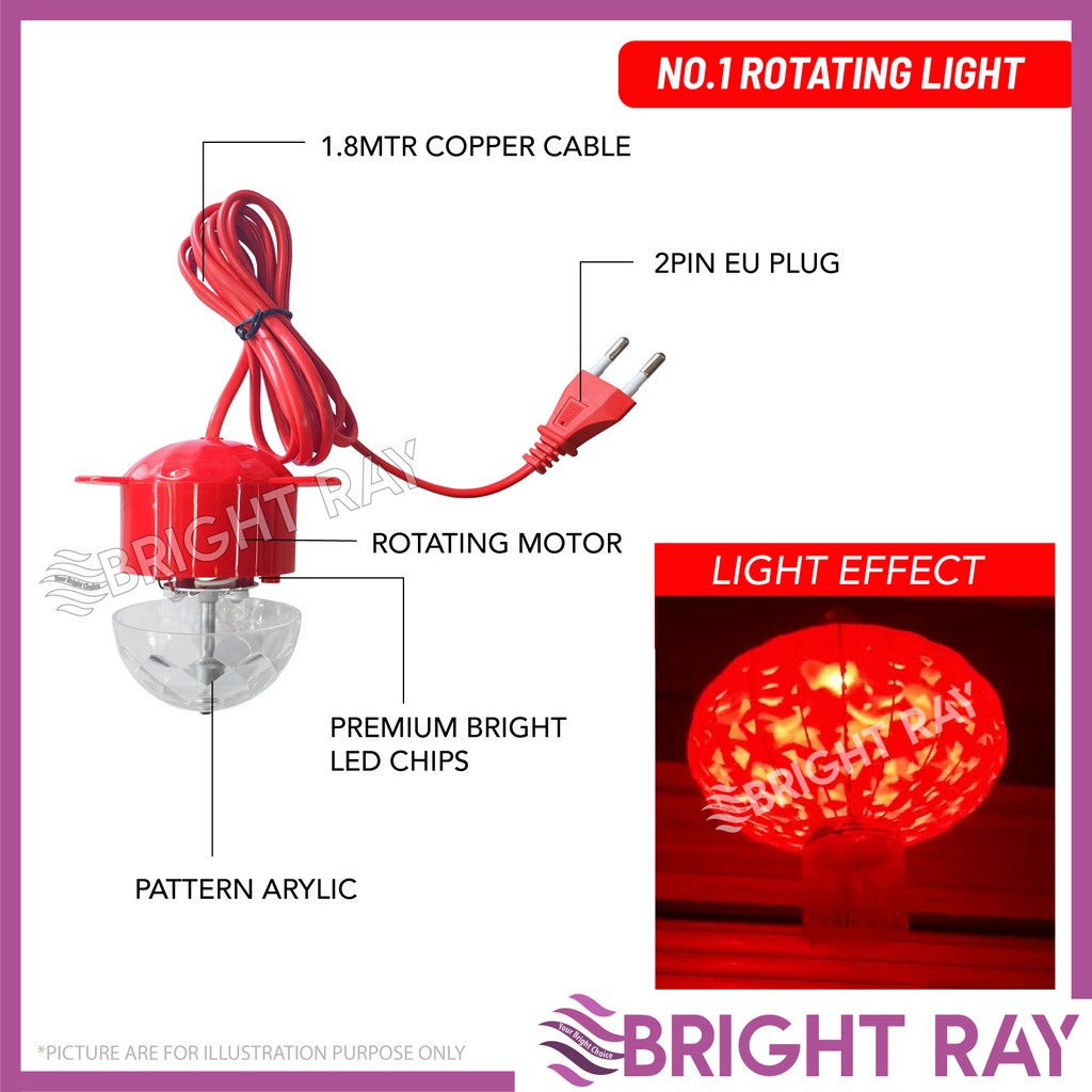 [NO.1 / NO.2] RED LED Light Bulb w/1.8MTR Cable CNY Decoration Light ...