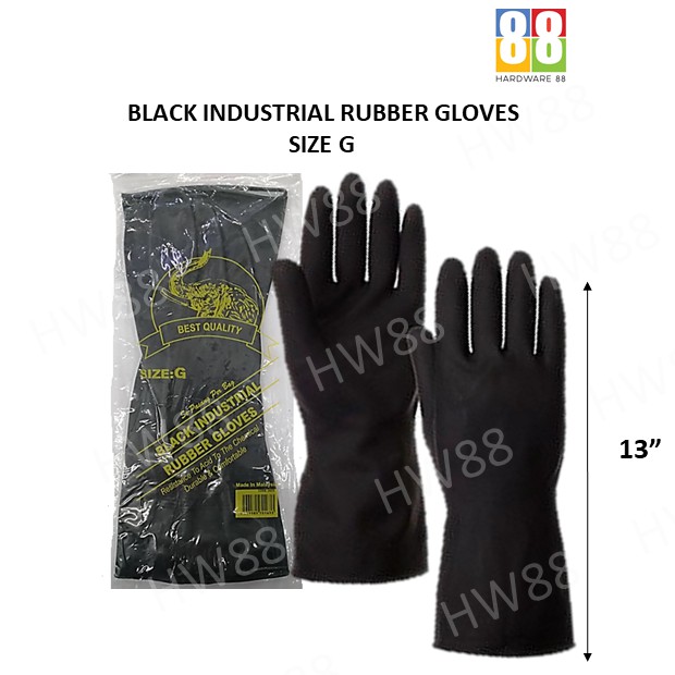 SARUNG TANGAN GETAH HITAM/BLACK INDUSTRIAL RUBBER GLOVE SIZE G (1 PAIR ...