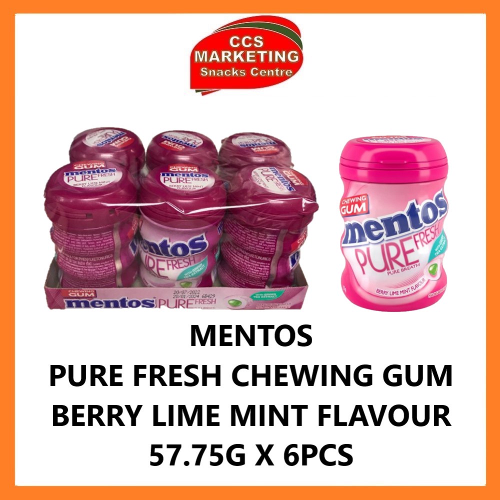 CCS Mentos Pure Fresh Chewing Gum Sugarfree Berry Lime Mint Flavour ...