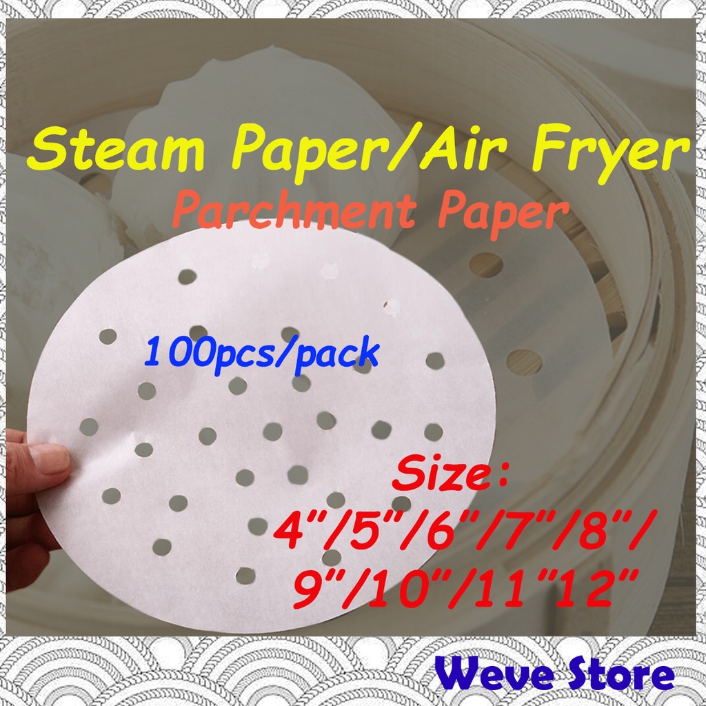 WEVE 【100 Steam Paper Dim Sum Paper】Non Stick Air Fryer Paper Steam ...