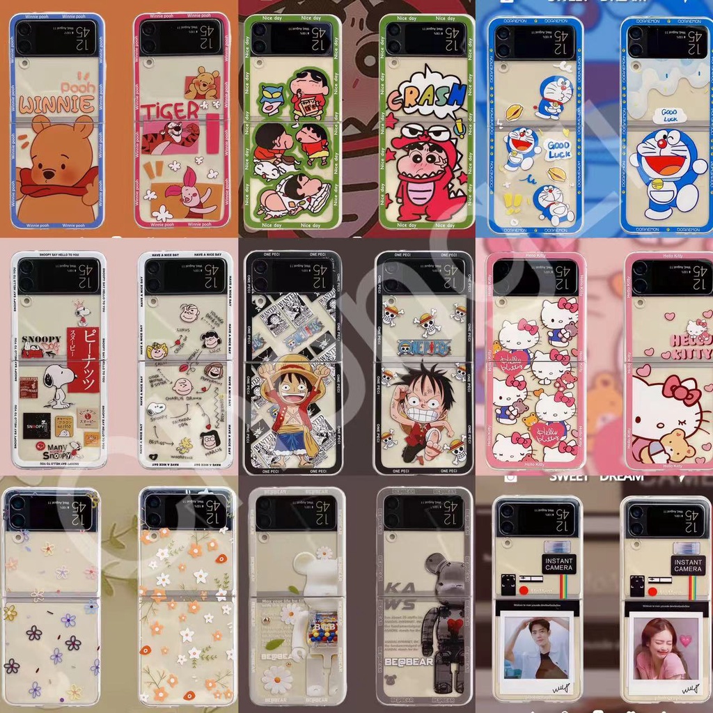 Samsung Galaxy Z Flip 4 Cute cartoon luffy one piece Doraemon pooh bear ...