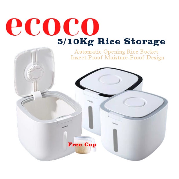 10kg/5KG ECOCO Rice Storage Container Box Insect Moisture Proof Sealed ...
