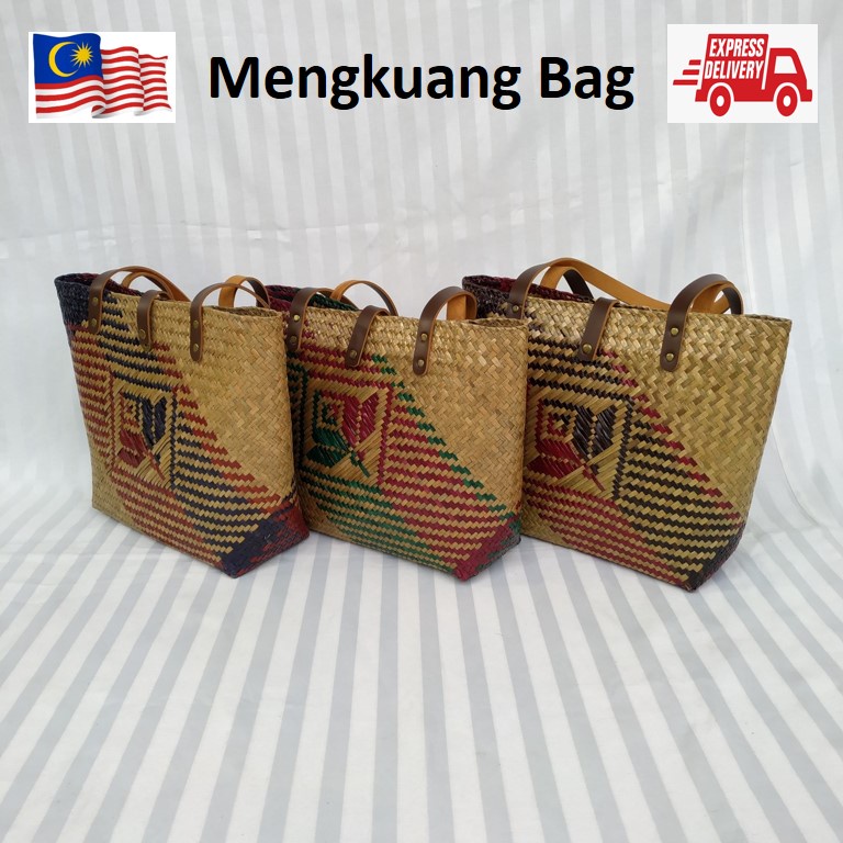 MENGKUANG TOTE BAG HAND WOVEN SHOULDER LENGTH/BEG SANDANG ANYAMAN ...