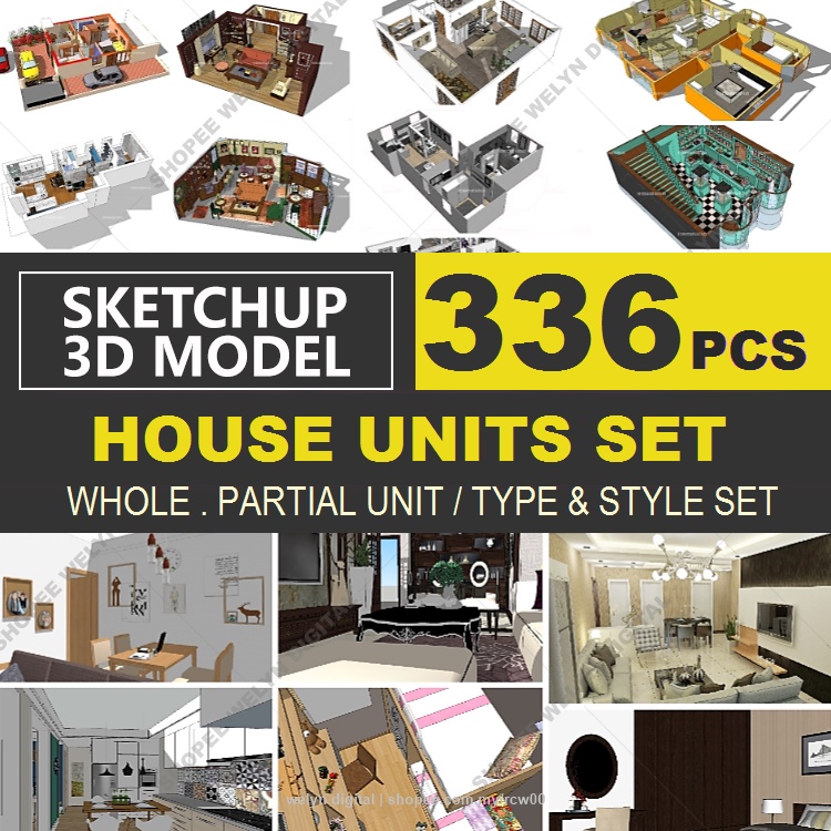 SketchUp | 3D Model House Unit / Designer Style set 336 for home ...