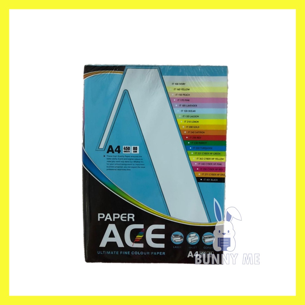 ACE COLOUR PAPER 80GSM A4 450SHEETS / KERTAS WARNA // LIGHT // CYBER ...
