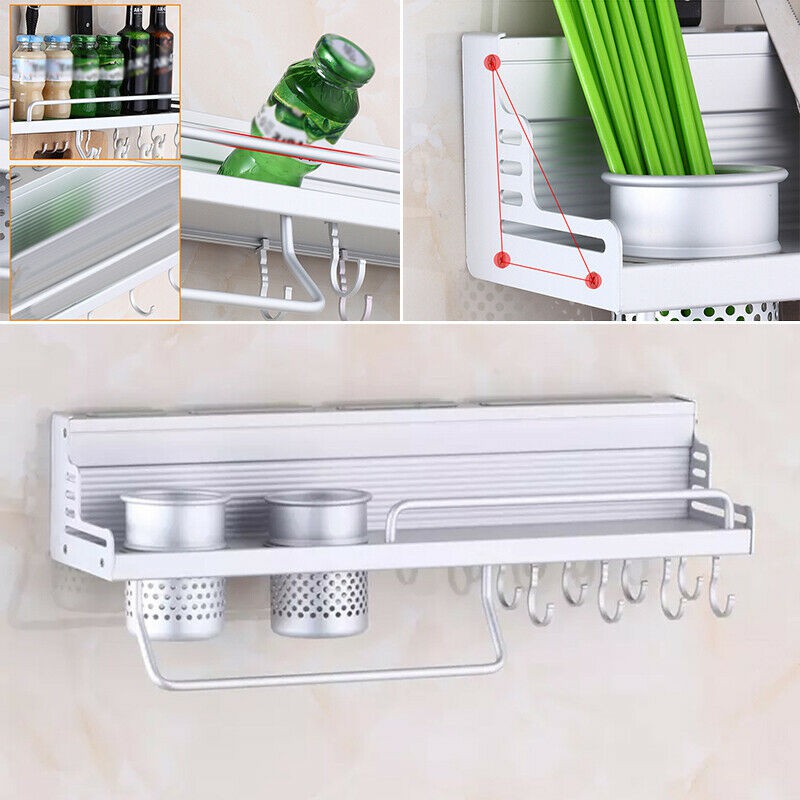 (Ready Stock) Space Aluminum Kitchen Wall Mounted Utensil Holder ...