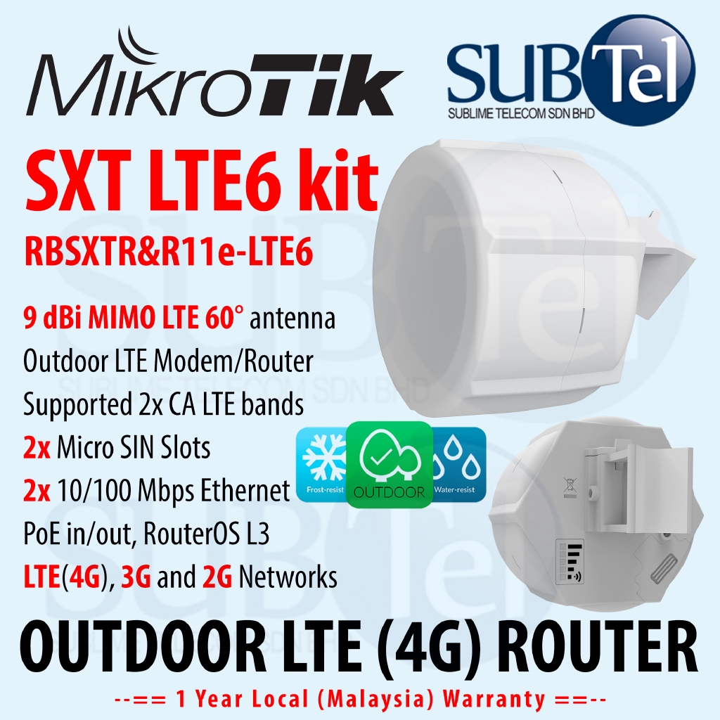 MikroTik SXT LTE6 kit RBSXTR&R11e-LTE6 with 2G / 3G / 4G Router Modem ...
