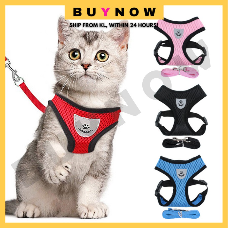 🐾READY STOCK🐾Tali Kucing Berjalan Pet Harness Lead Dog Harness Lead Cat ...