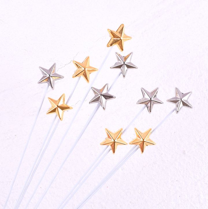 5pcs Gold Silver Stars Cake Toppers Happy Birthday Decoration for ...