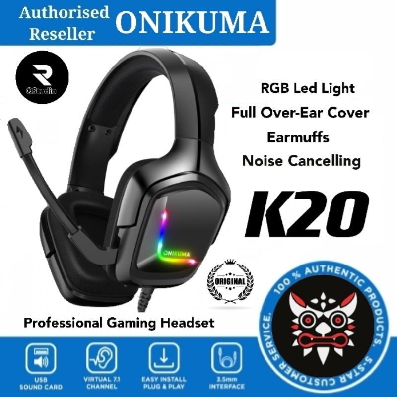 ONIKUMA K20 RGB Ultimate Gaming Headphones Oval-Ear Earphones Gaming ...