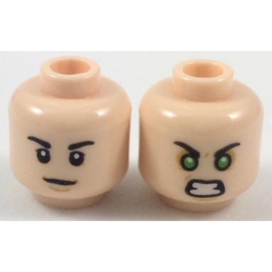 Lego Minifigure, Head Dual Sided Black Eyebrows, Neutral / Green Eyes ...