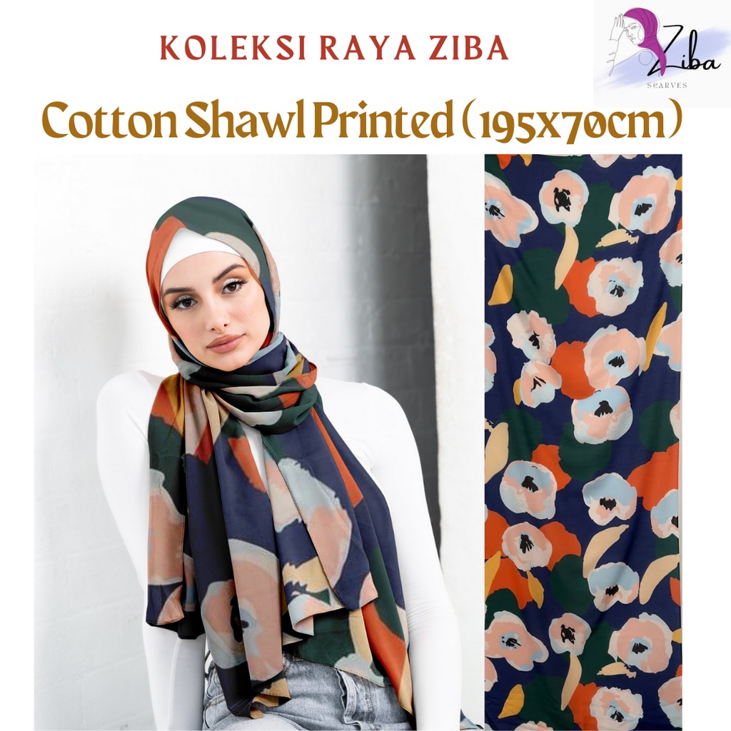 Printed Cotton Shawl - Selendang Cotton Bercorak (Modern, Colourful ...
