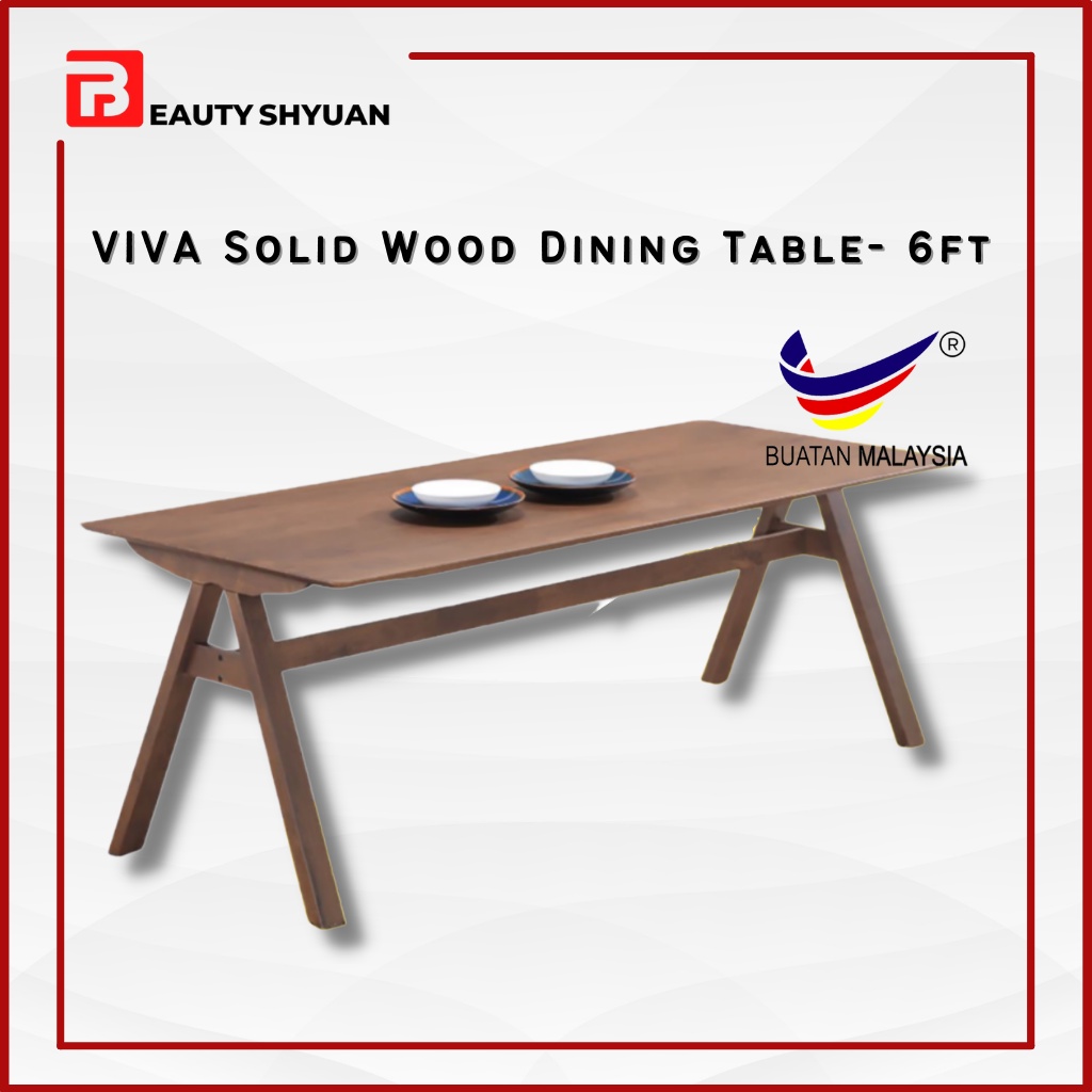 VIVA Solid Wood Dining Table 6 Seater Dining Table Set 6 Dining Set 6 ...