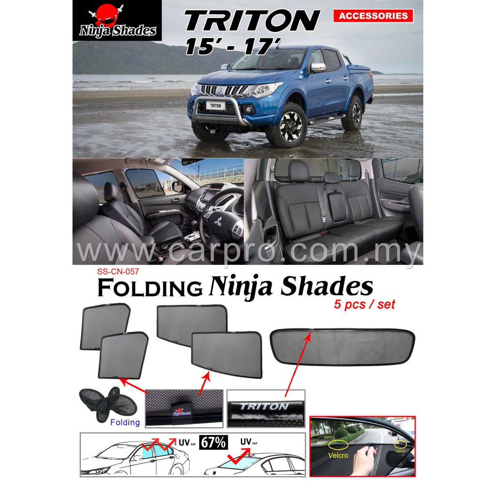 Mitsubishi Triton 2015 - 2018 Magnetic Ninja Shades Sunshade (5pcs ...