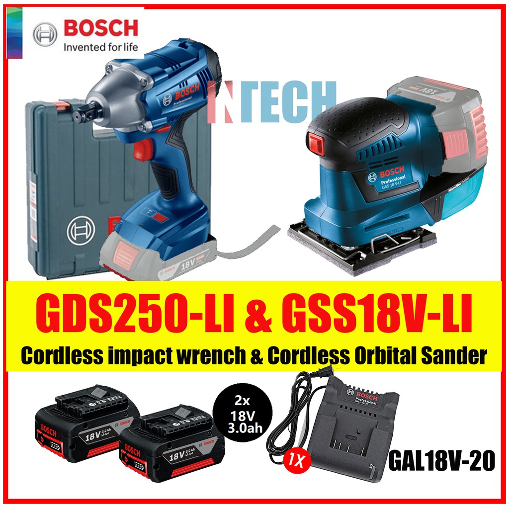 Bosch Combo Kit Gds250 Li Gss18v Li Cordless Impact Wrench C W