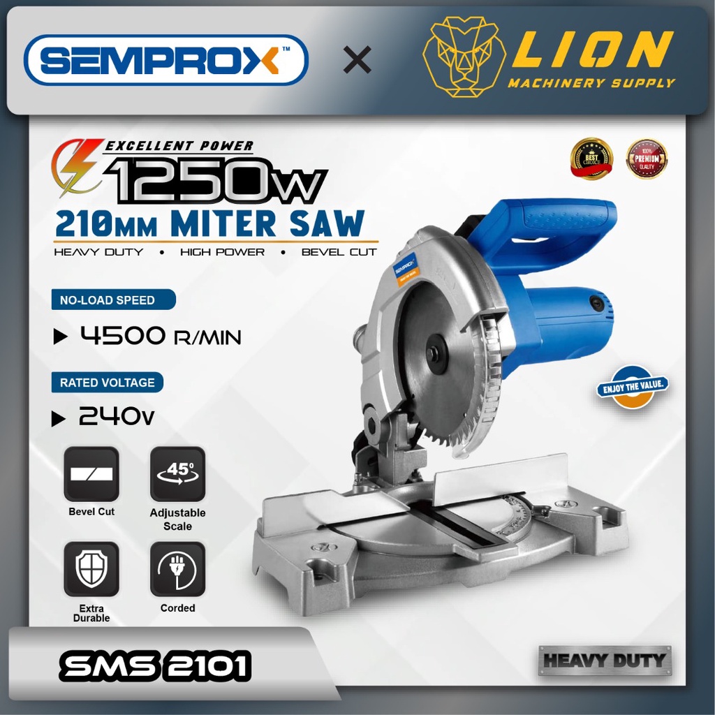SEMPROX 8"/210mm 1250Watt Mitre Saw Light Weight with Dust Bag for Wood ...