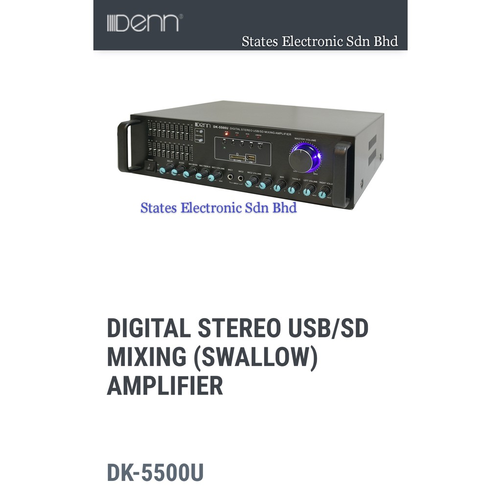 DENN DK-5500U Digital Stereo Mixing (Swallow) Amplifier (USB/ SD) | Shopee Malaysia