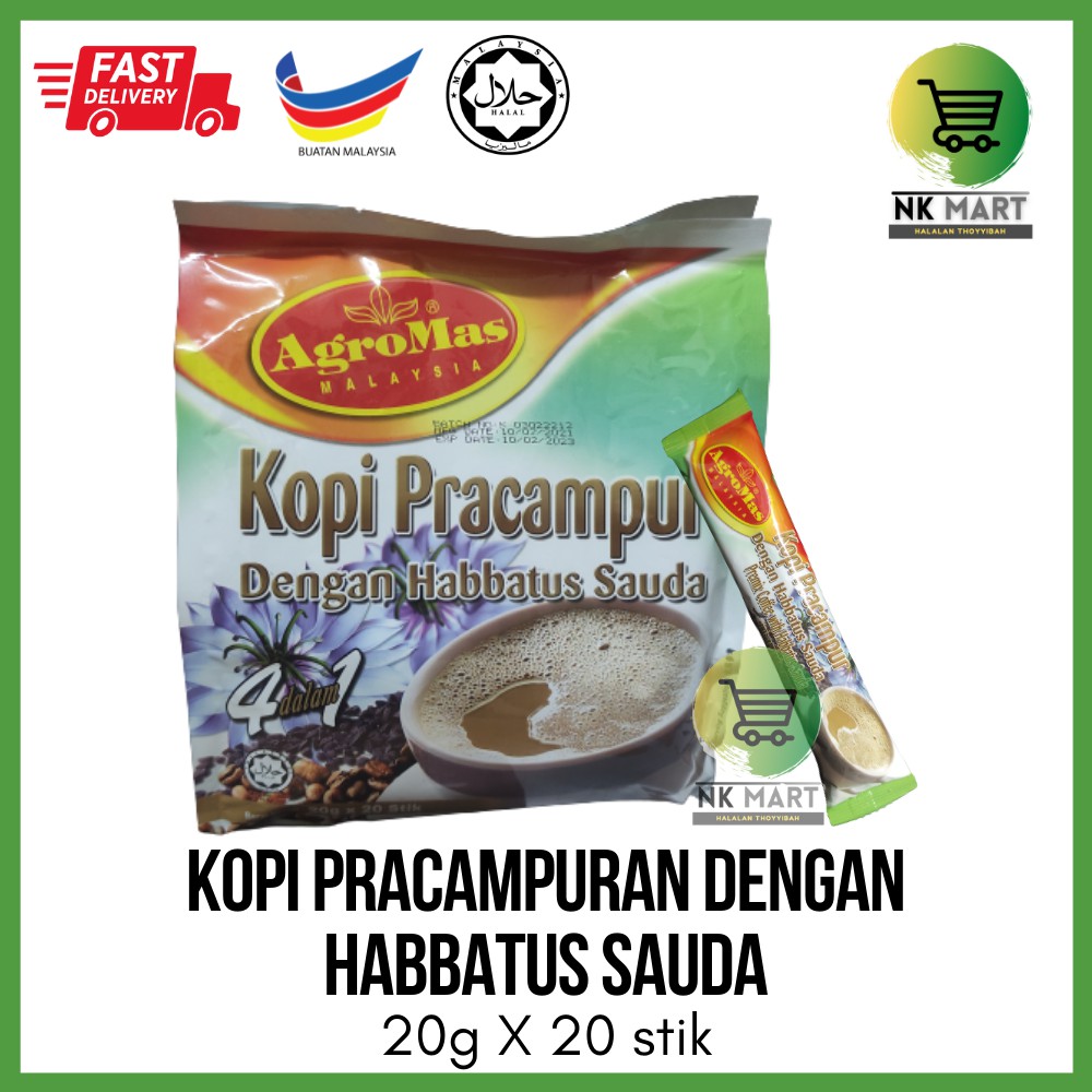 AGROMAS KOPI PRACAMPURAN DENGAN HABBATUS SAUDA 4 IN 1 (20g X 20 stik) | Shopee Malaysia