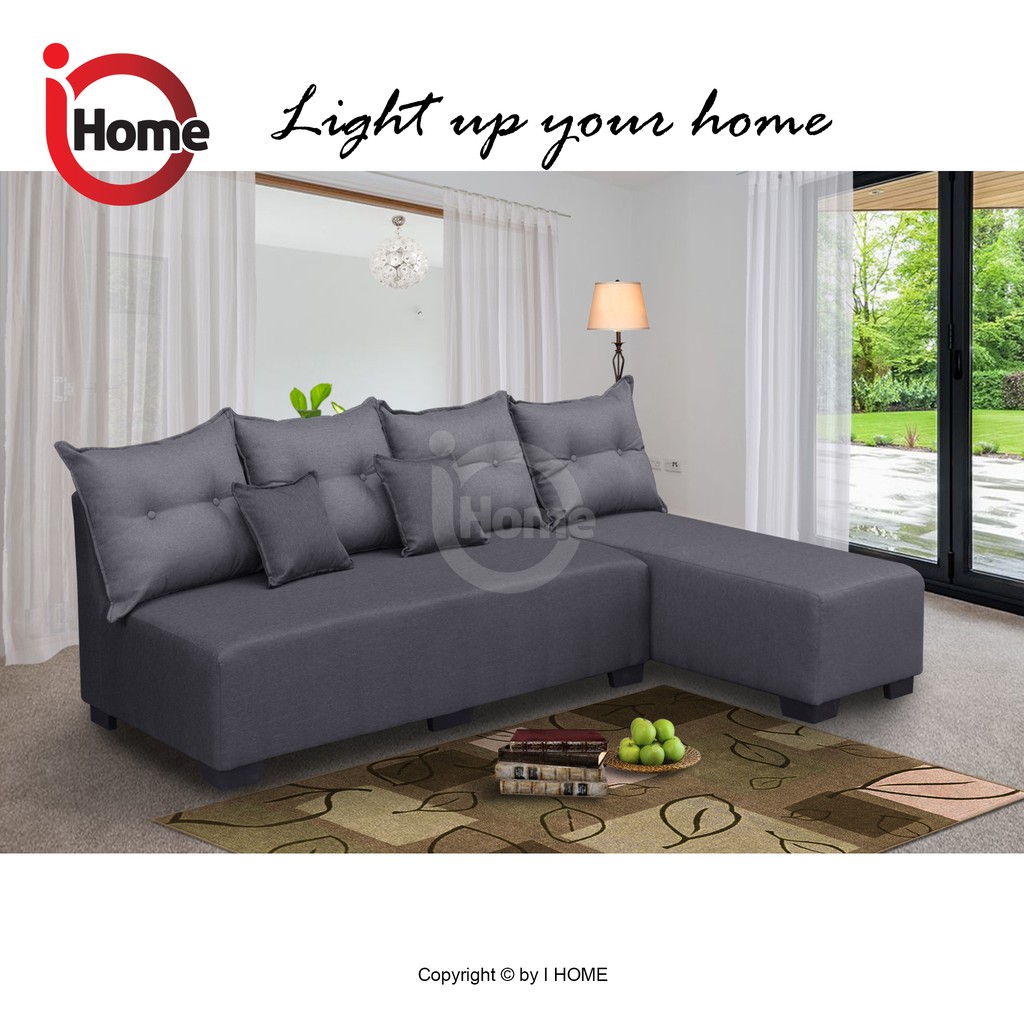 I HOME ZOLA 4 Seater L Shape Sofa Set / Fabric Sofa Upholstery (Grey) | Shopee Malaysia