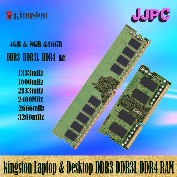 KINGSTON 4GB/8GB/16GB DDR4 DDR3 DDR3L PC4 PC3 PC3L 2133/2400/2666/1333/12800/10600 RAM DESKTOP ...