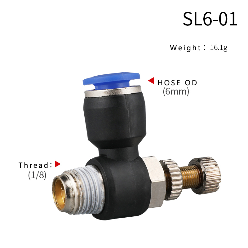 SL connector pneumatic trachea quick connector throttle valve speed regulating valve SL4 / 6 / 8 ...