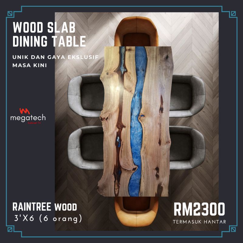 MEJA MAKAN KAYU BALAK DINING TABLE WOOD SLAB | Shopee Malaysia