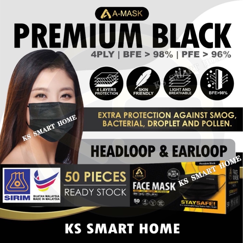 【Medical Mask】A MASK Medical 50pcs/10pcs 4ply Adult Face Mask Headloop ...