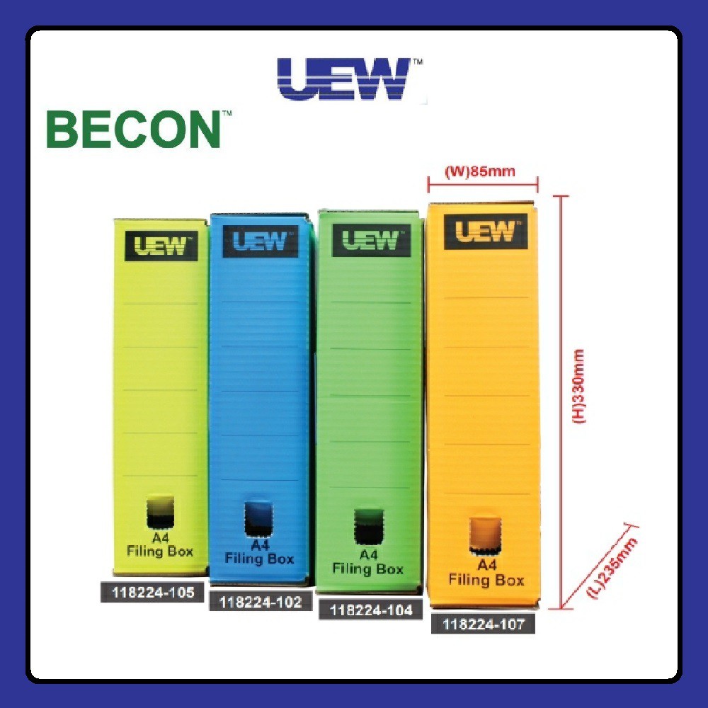 UEW Filing Box A4 U-6070 Fluorescent Blue/Green/Yellow/Orange (2pcs per ...