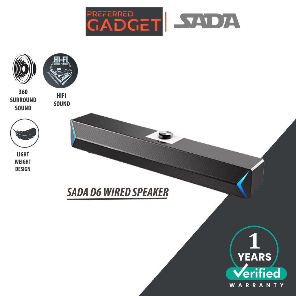 SADA D-6 Plus USB Speaker Bluetooth Computer Speaker SoundBar Subwoofer ...
